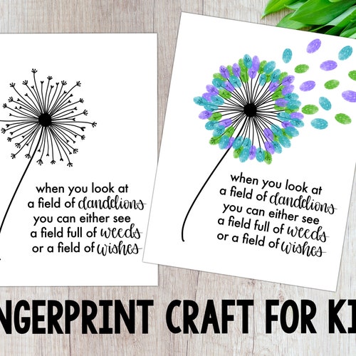 Dandelion Fingerprint Art Fingerprint Craft Dandelion Kids - Etsy