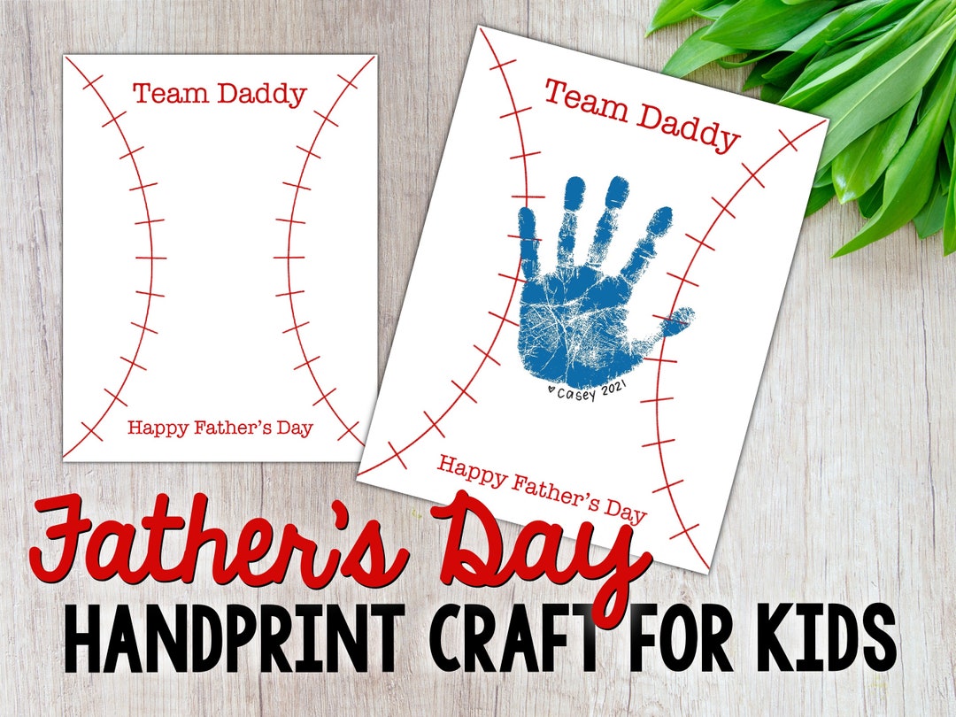 Father’s Day Handprint Craft, Team Daddy, Baseball, Digital Download ...