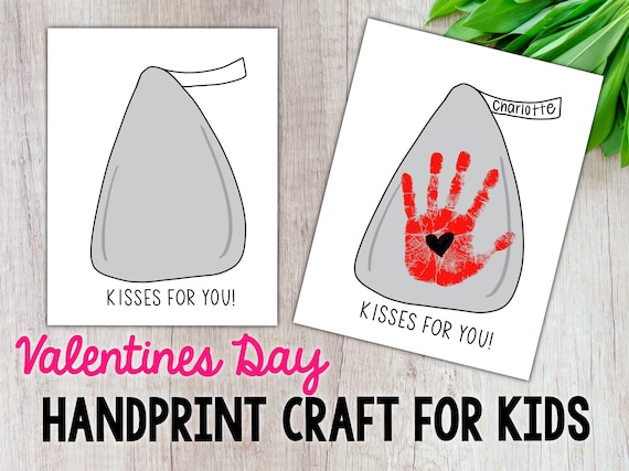 Valentines Day Handprint Craft DIY Craft Kisses for You - Etsy