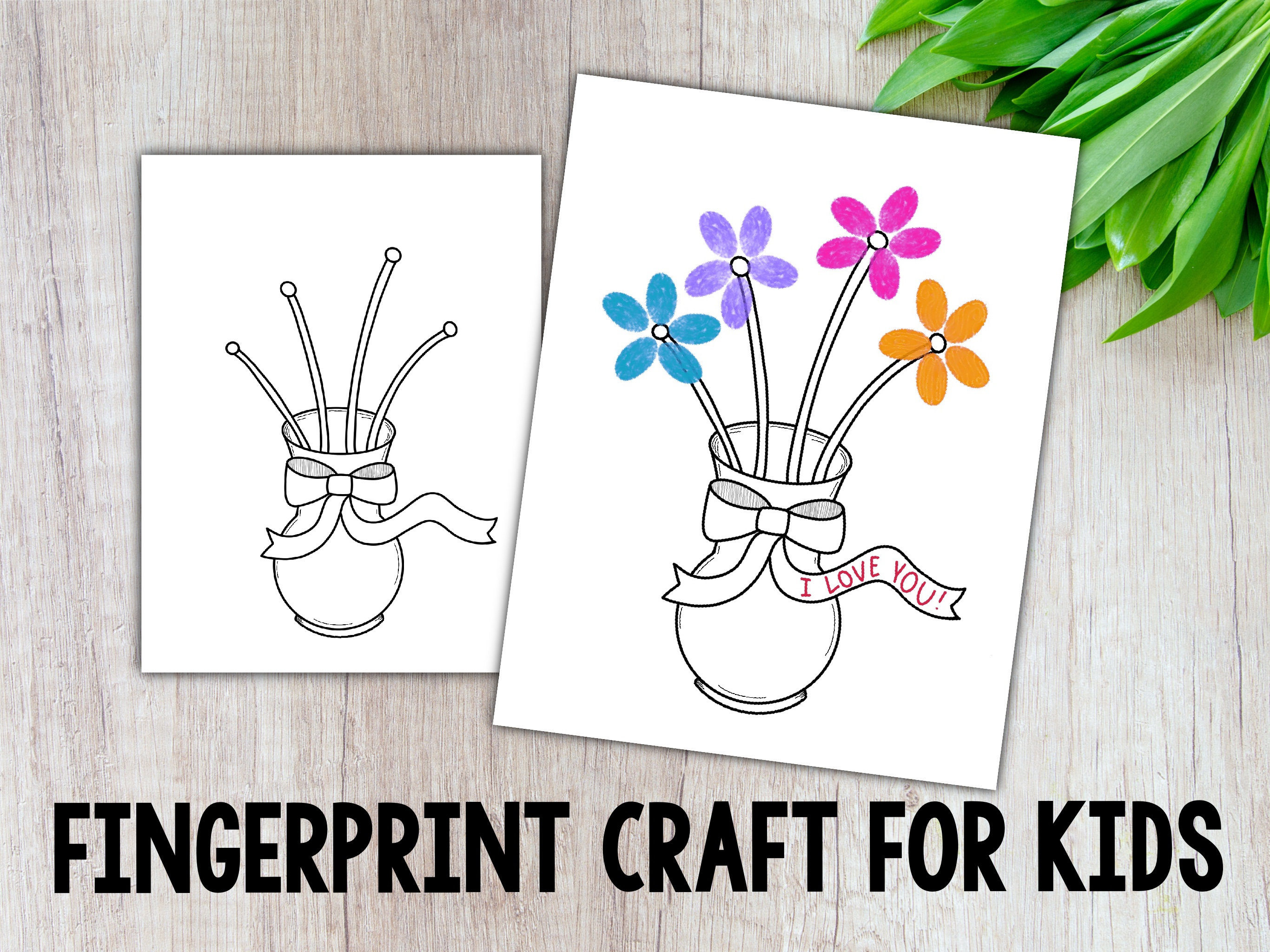 Flower Vase Fingerprint Craft Digital Download Printable | Etsy