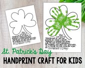 St. Patricks Day Craft Shamrock Handprint DIY Craft - Etsy
