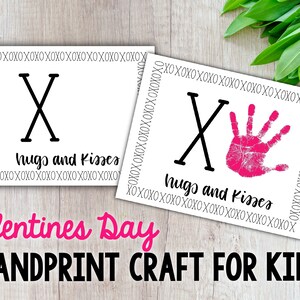Hugs and Kisses, XO, Valentines Day Handprint Craft, Digital Download ...