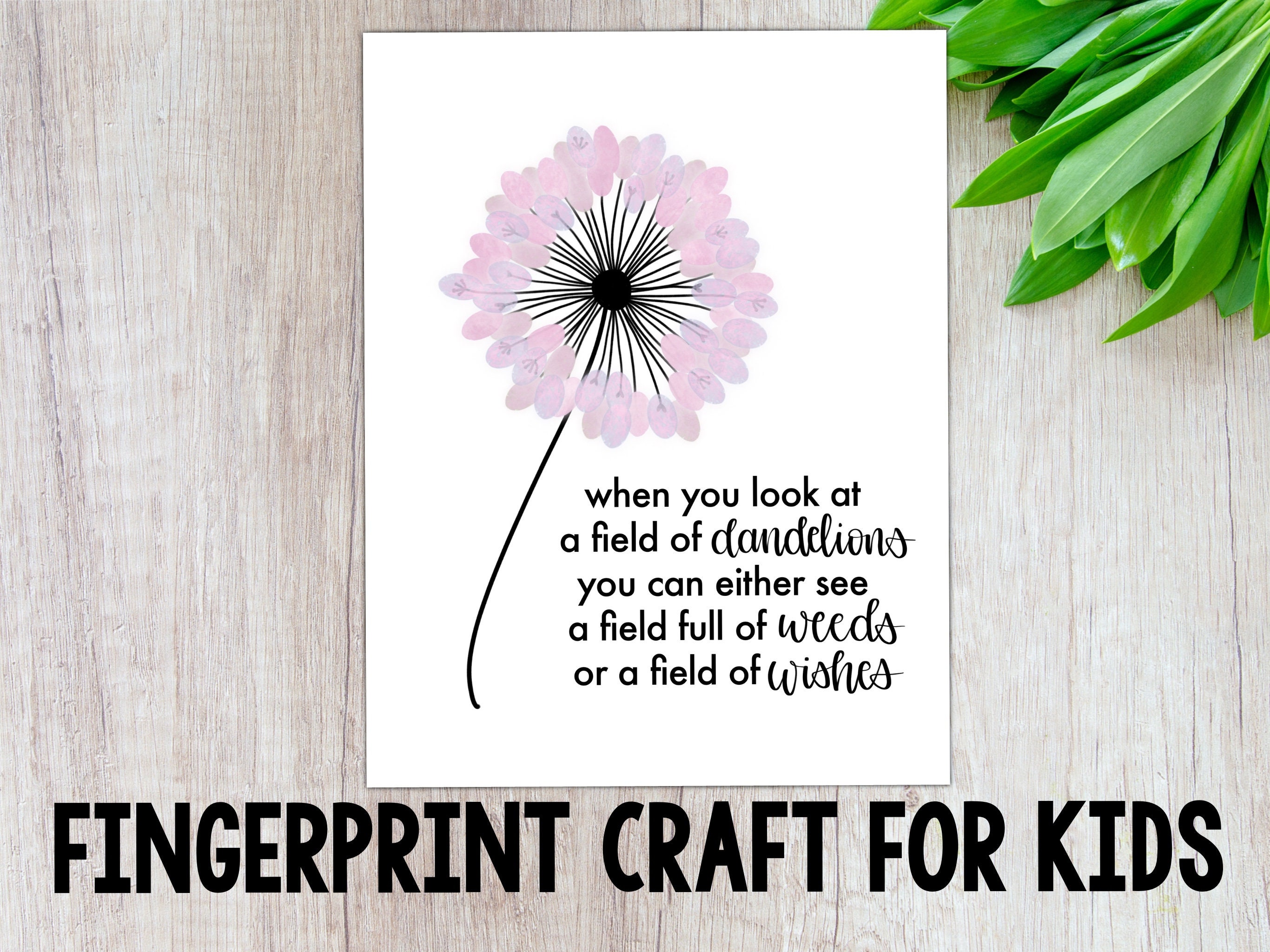 Dandelion Fingerprint Craft DIY Craft for Kids Inspirational - Etsy
