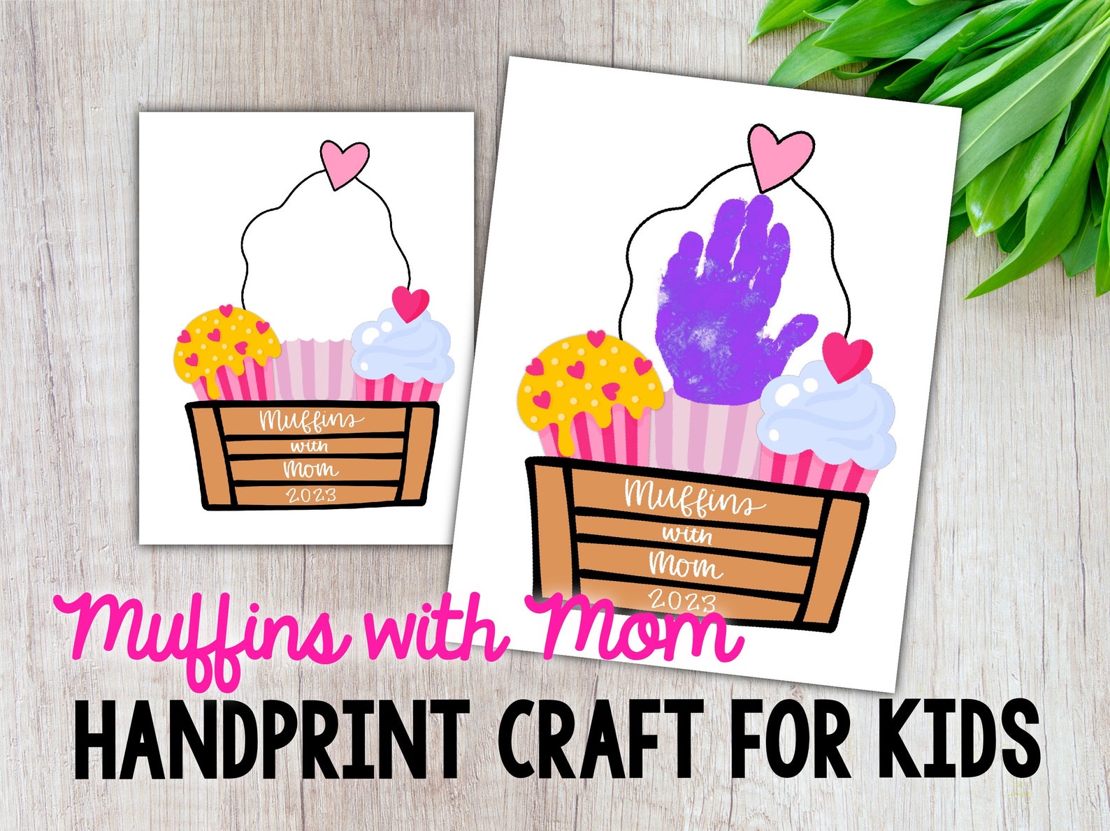 Muffins With Mom, Mothers Day Craft, DIY Handprint Craft, Digital ...