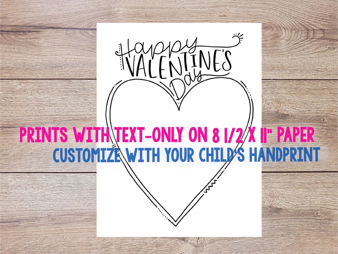 Valentines Day Handprint Craft Heart Digital Download - Etsy