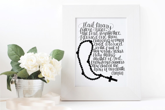 Hail Mary Prayer Rosary Print Digital Download Catholic | Etsy