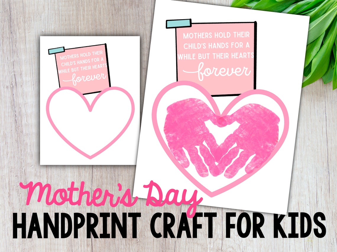 Mothers Day Craft DIY Handprint Craft Mothers Day Heart - Etsy