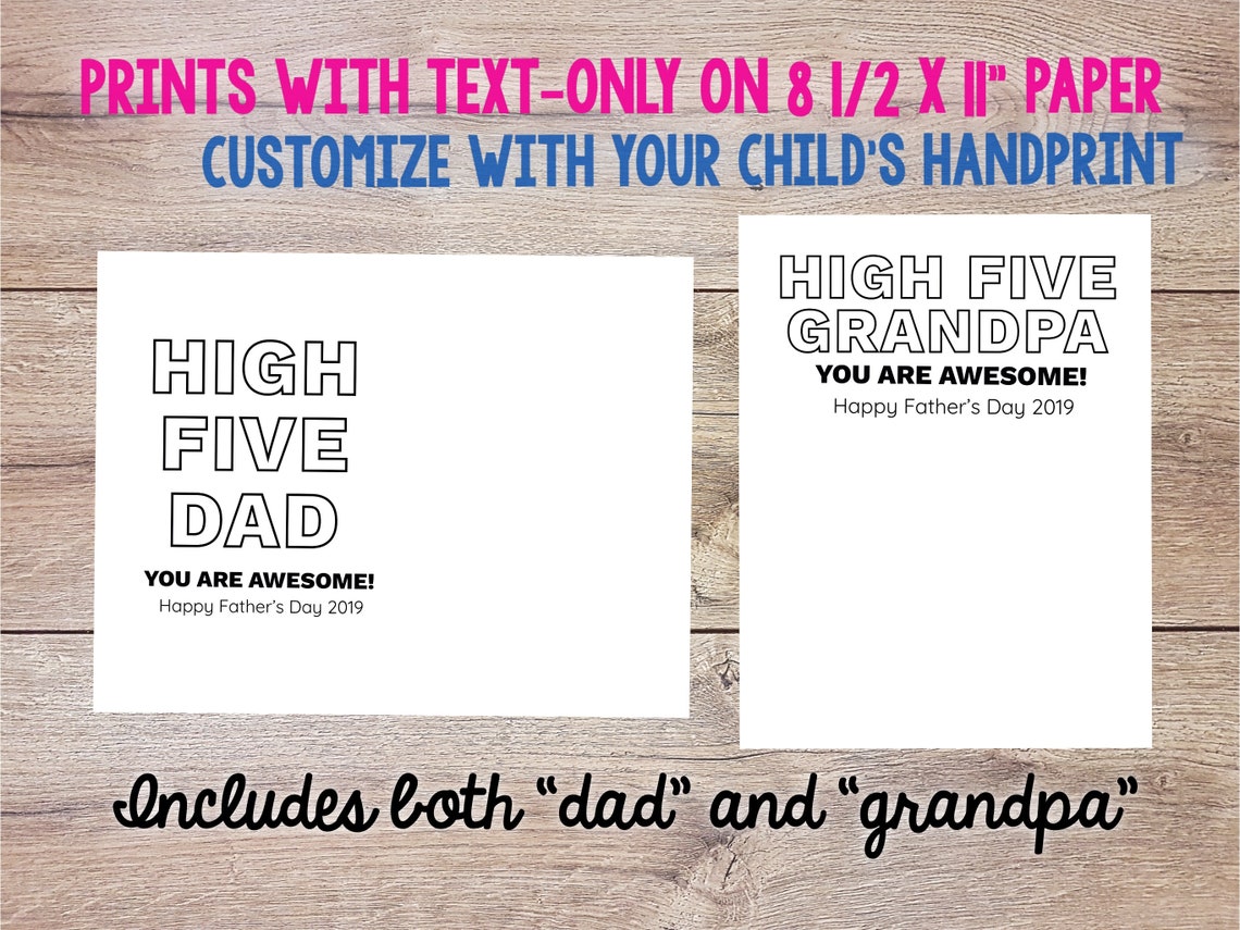 Fathers Day Handprint Craft DIY Gift High Five Dad High - Etsy