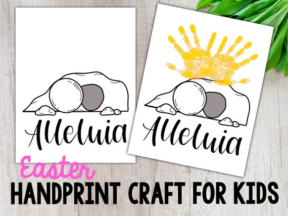 Easter Handprint Craft for Kids Alleluia He is Risen Empty | Etsy
