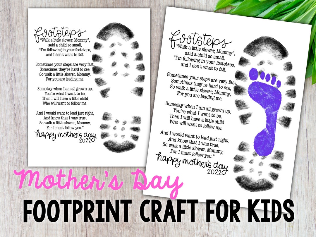 Mother’s Day Footprint, DIY Craft, Following in My Mom’s Shoes, Digital ...