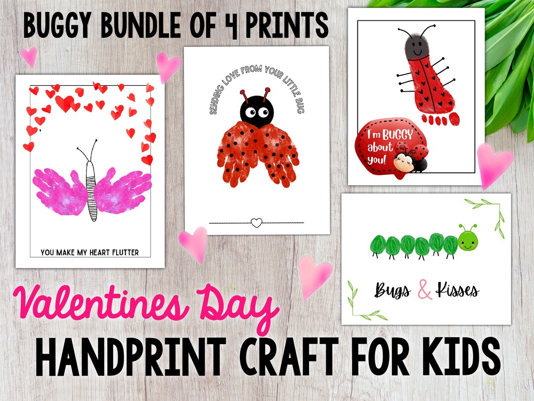 Valentines Day Handprint Craft Bundle, Buggy Valentines, Butterfly ...