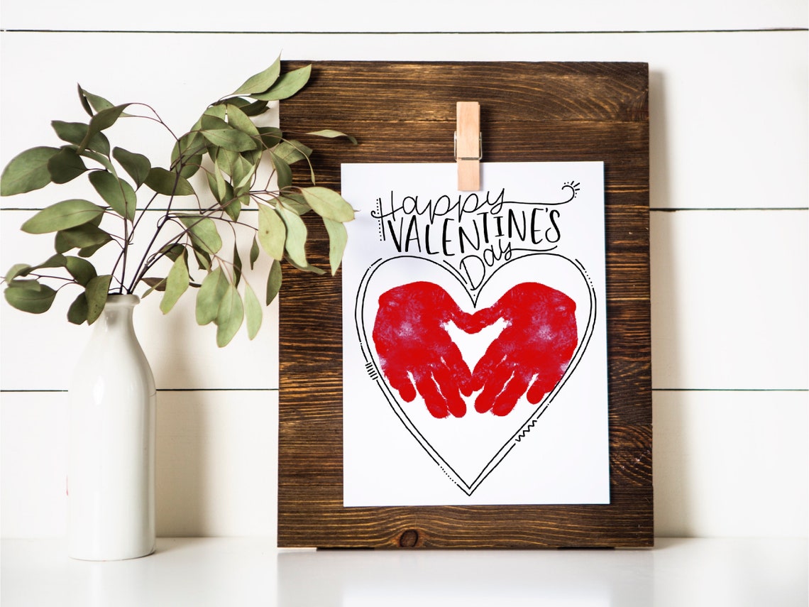Valentines Day Handprint Craft Heart Digital Download | Etsy