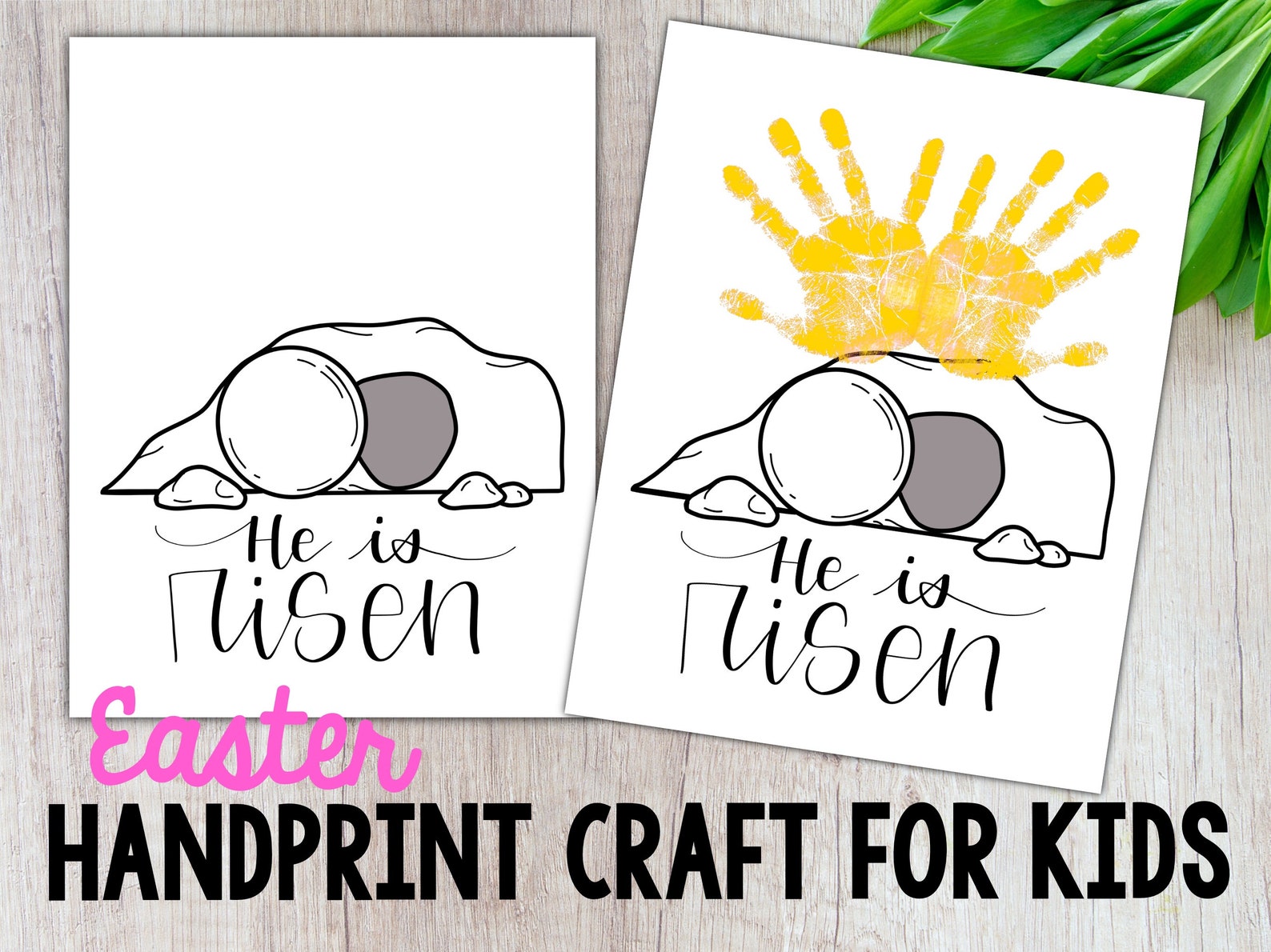 Easter Handprint Craft for Kids He is Risen Empty Tomb - Etsy