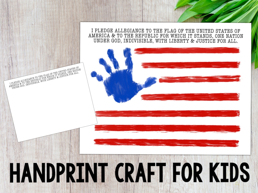Flag Handprint Craft, Fourth of July Handprint, Pledge of Allegiance ...