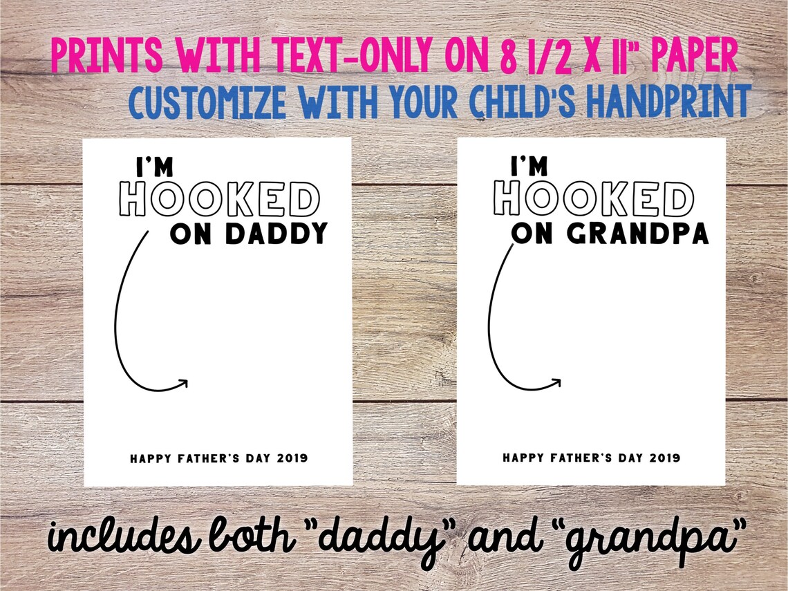 Fathers Day Handprint Craft Hooked on Daddy Hooked on - Etsy