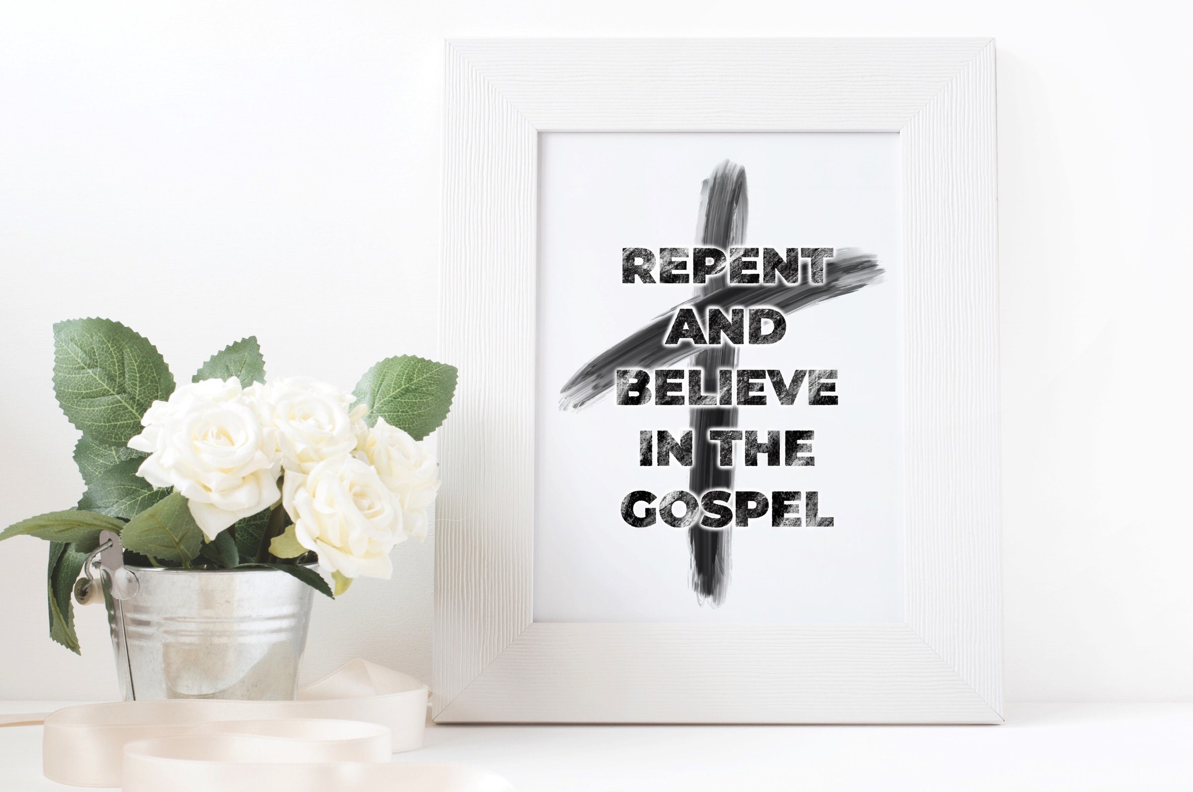 Lent Printable Repent and Believe in the Gospel Lent Decor | Etsy