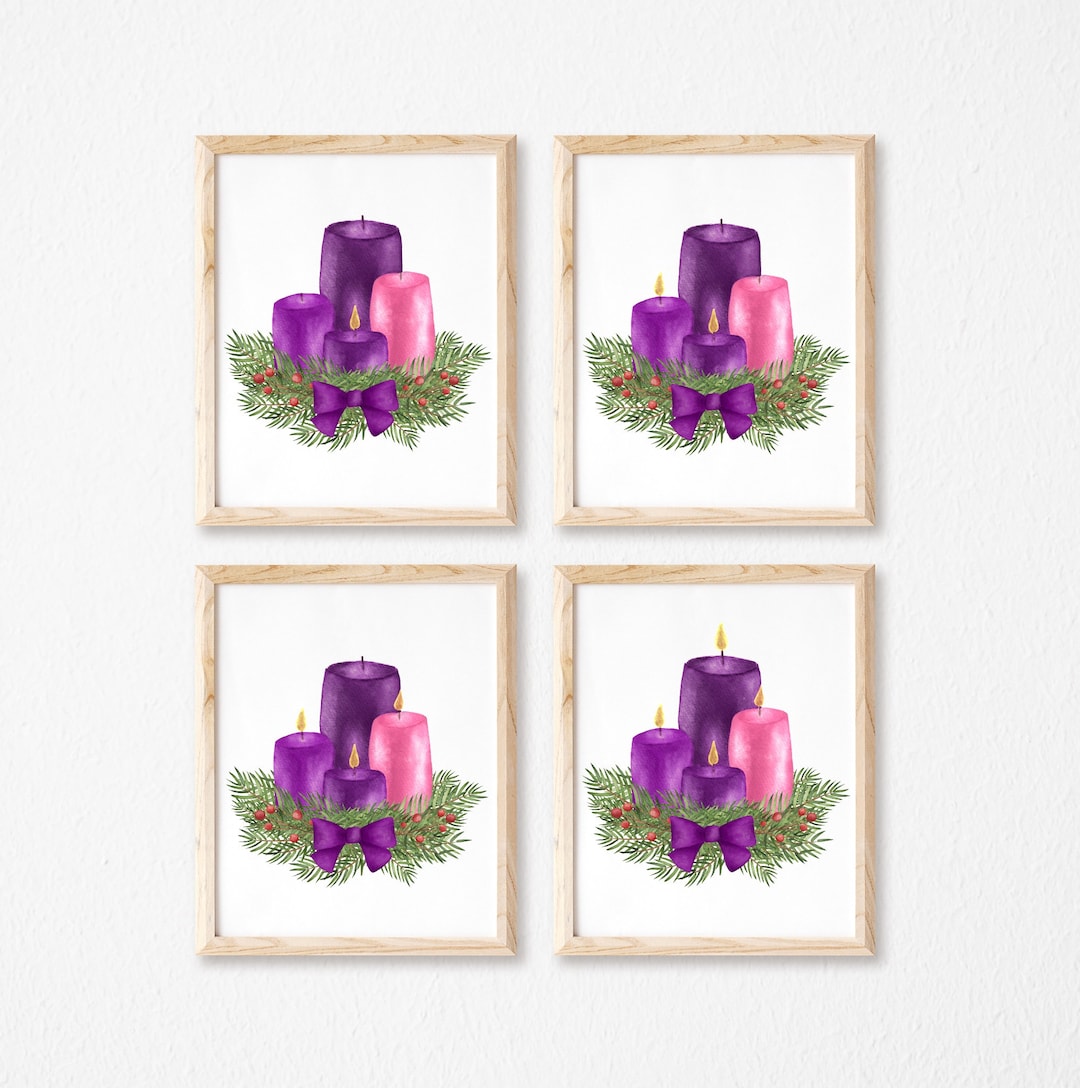 Advent Wreath Print, Set of 4, Printable Wall Art, Digital Download - Etsy