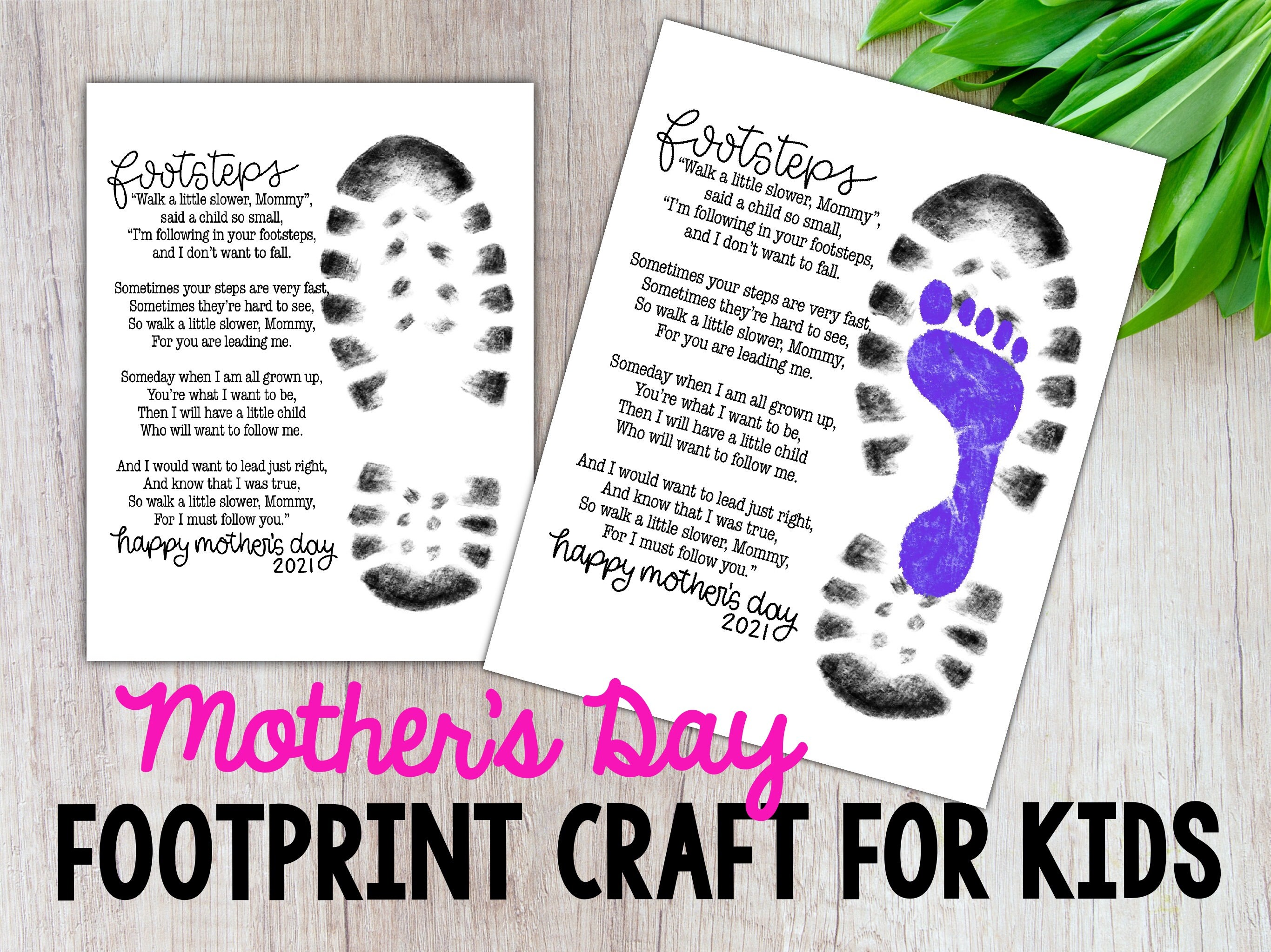 Mothers Day Footprint DIY Craft Following In My Moms | Etsy