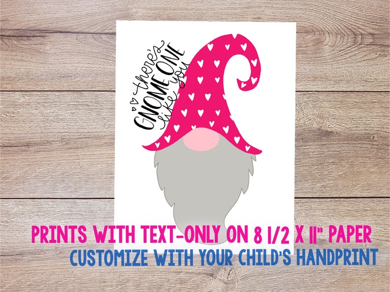 Gnome Valentines Day Handprint Craft Theres Gnome One Like - Etsy