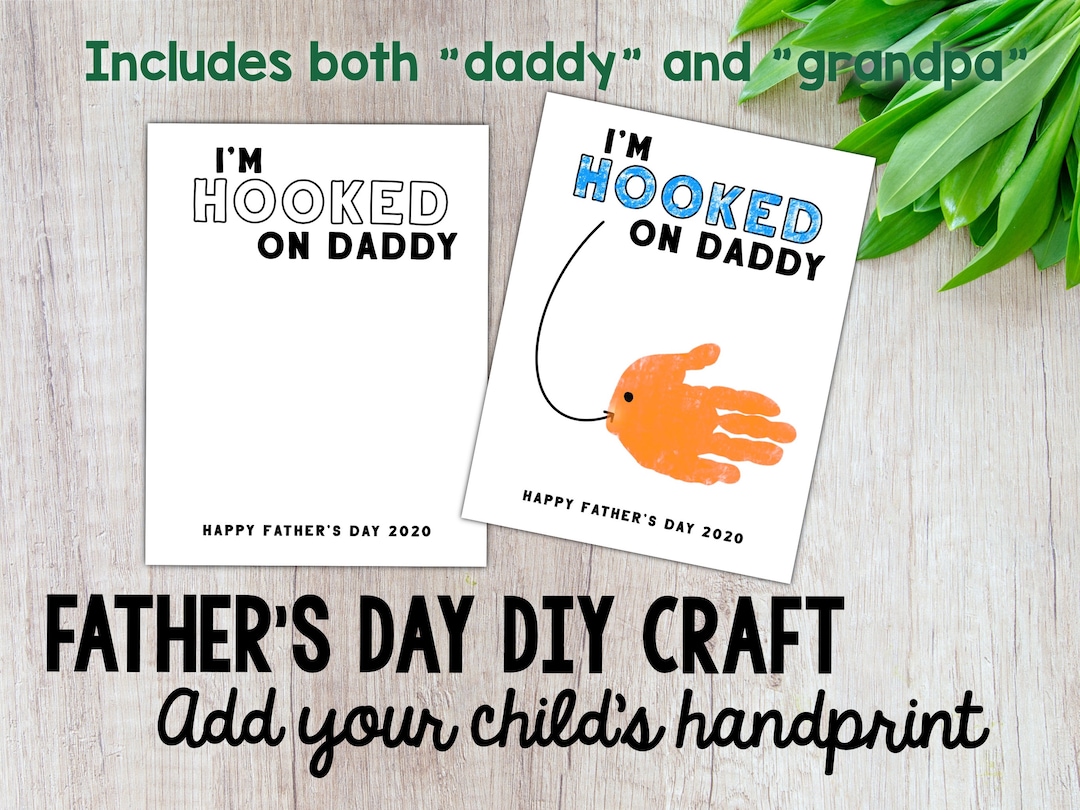 Father’s Day Handprint Craft, Hooked on Daddy, Hooked on Grandpa ...