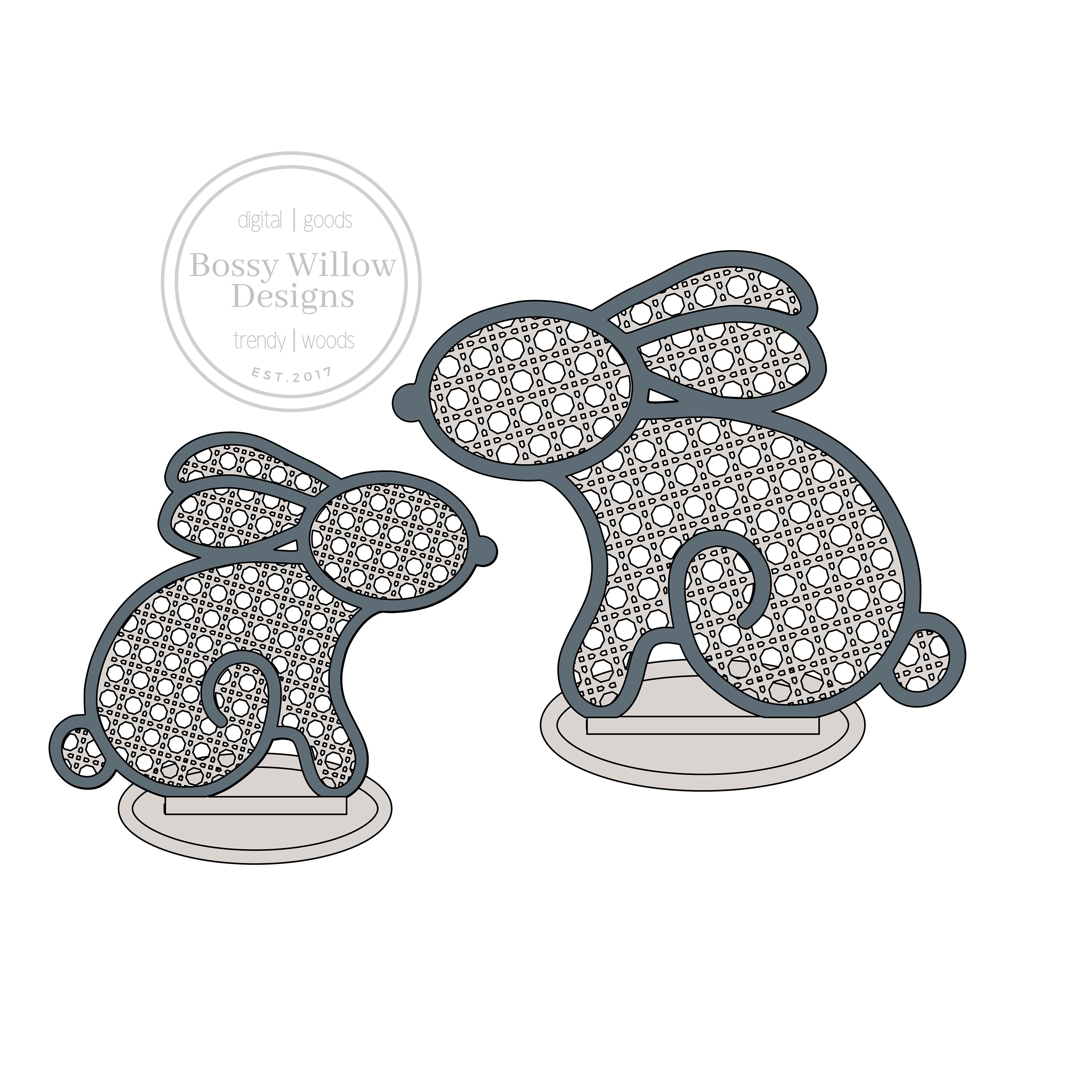 SVG Digital Instant Download Laser Cut File Rattan Rabbit Set on Stands ...