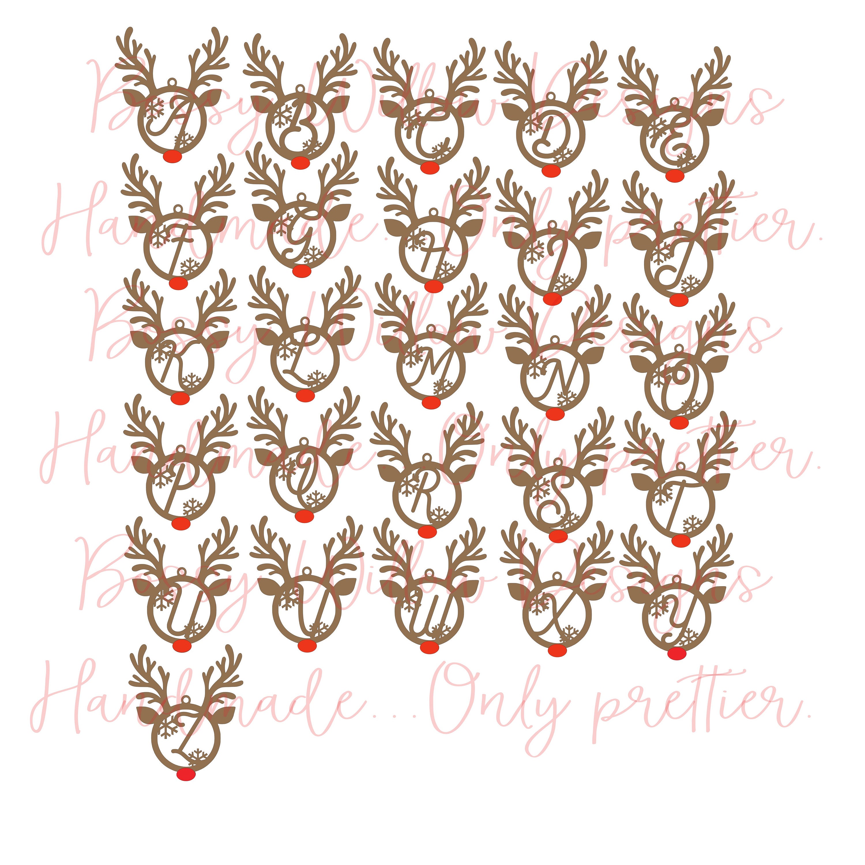 SVG Laser Cut File Digital Download Red Nosed Reindeer Monogram ...
