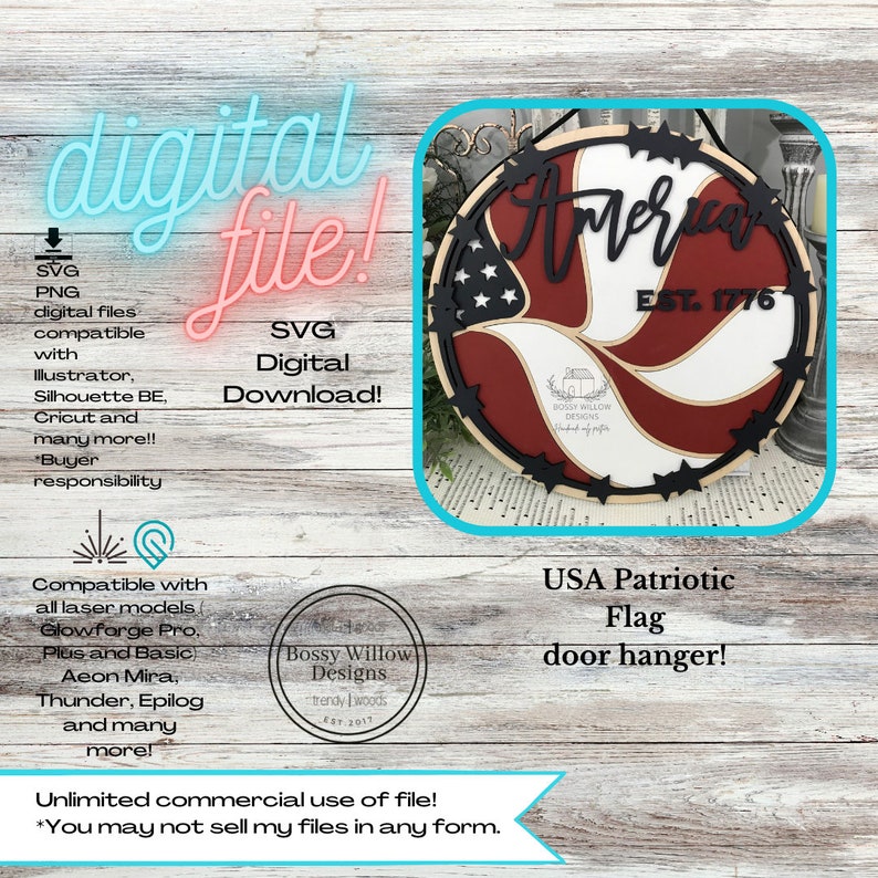 SVG Digital Instant Download Laser Cut File America 1776 - Etsy