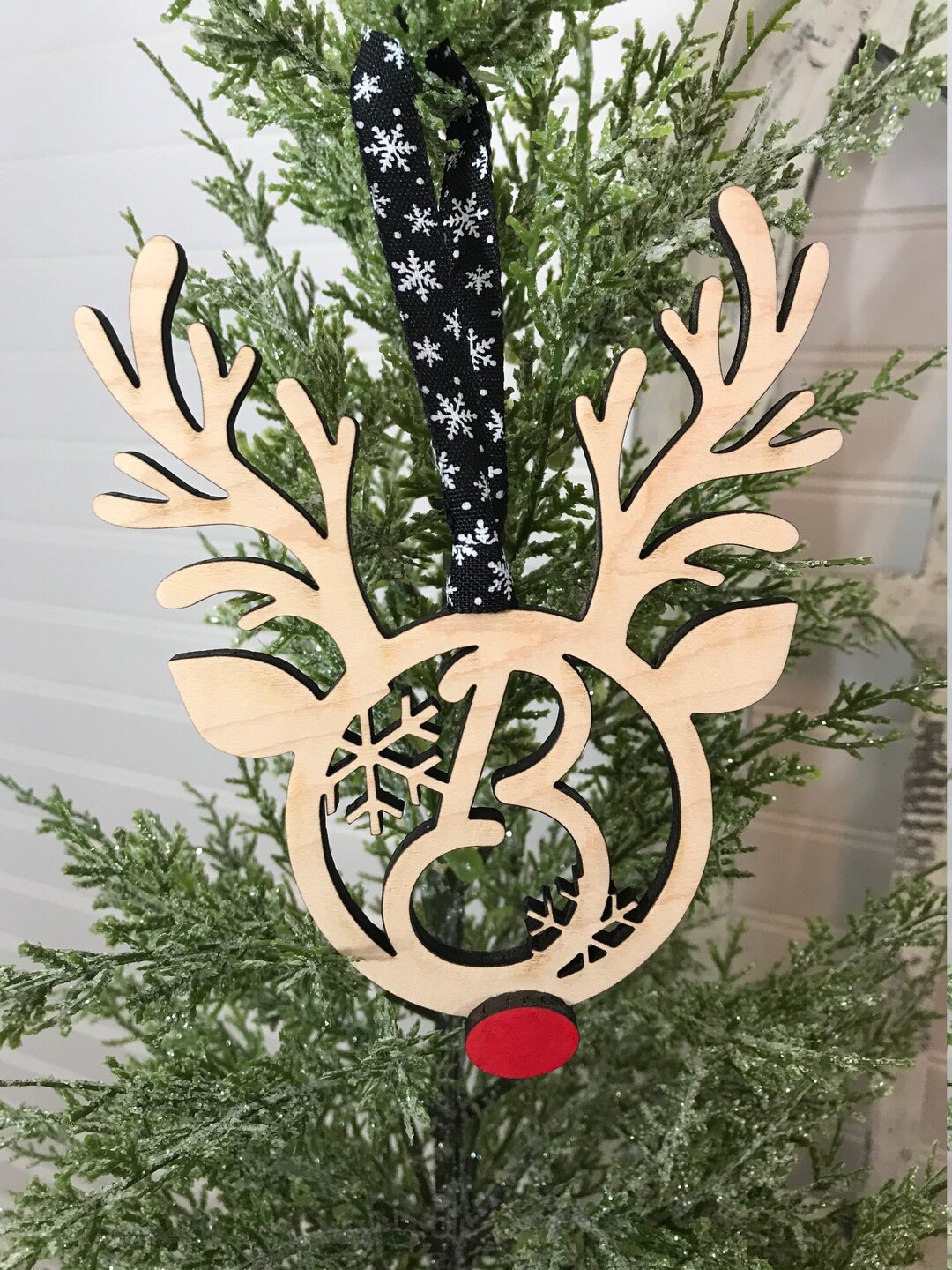 SVG Laser Cut File Digital Download Red Nosed Reindeer Monogram ...