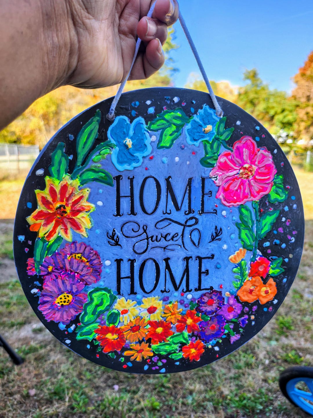 Handpainted Ceramic Round Wall Sign /hanging for Front Porch or ...