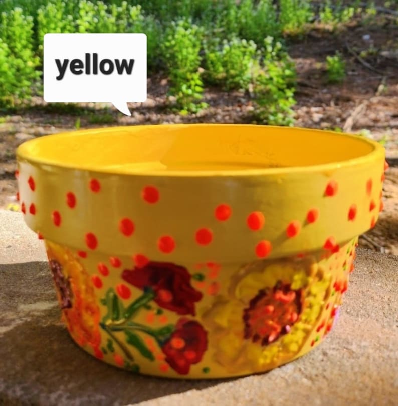 Handpainted Clay Shallow Succulent Plant Pots - Etsy