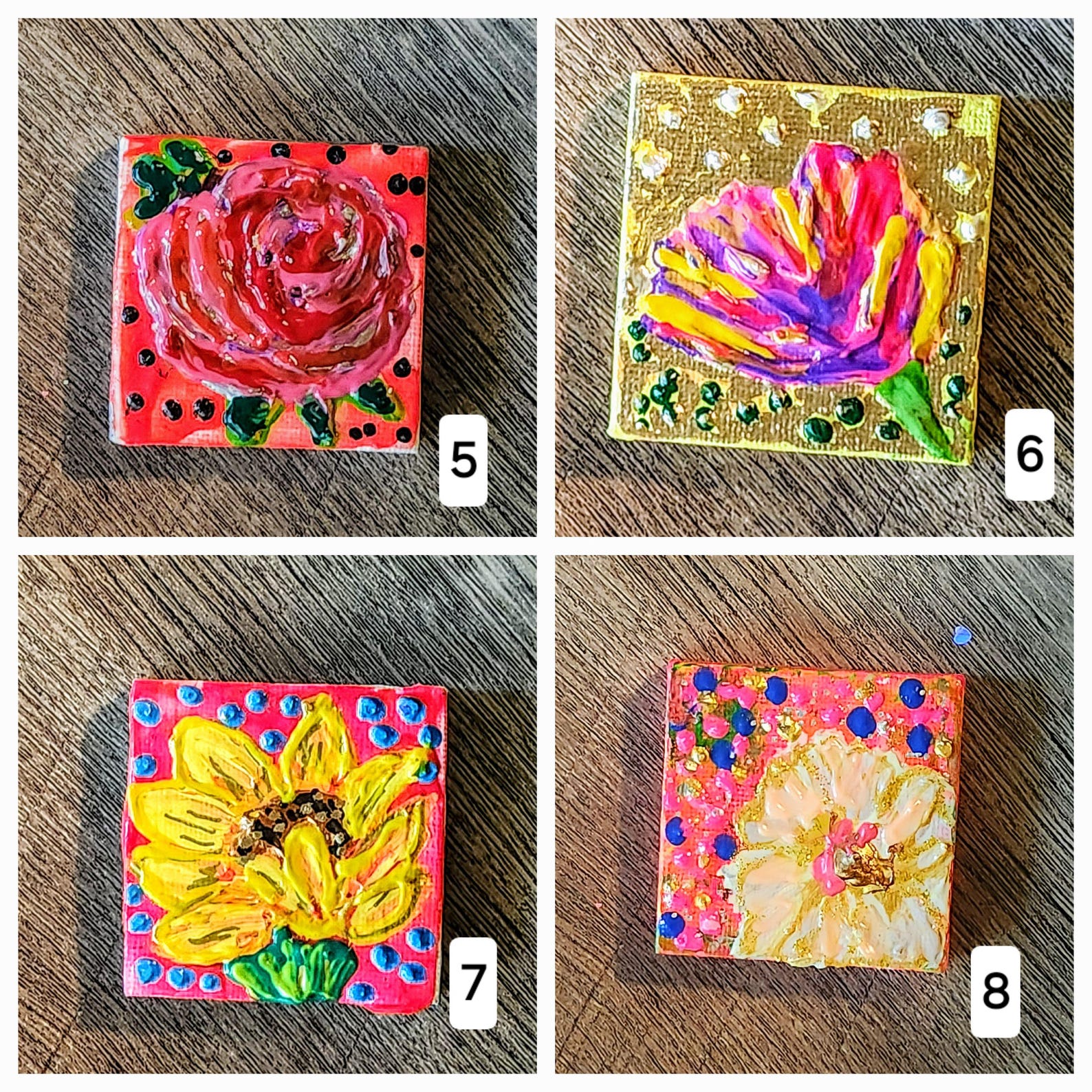 Handpainted Mini Canvas Fridge Magnets - Etsy