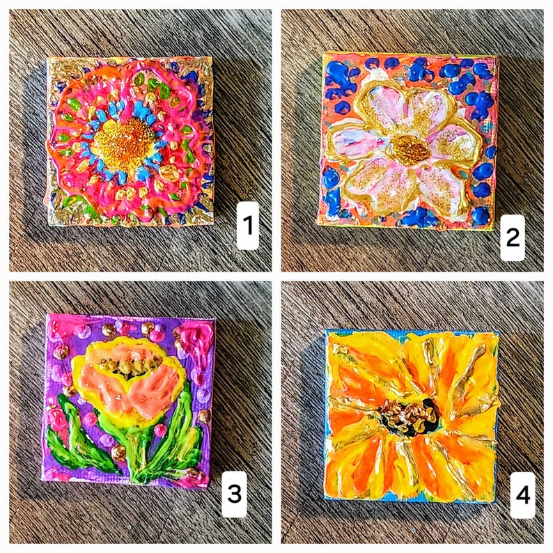 Handpainted Mini Canvas Fridge Magnets - Etsy