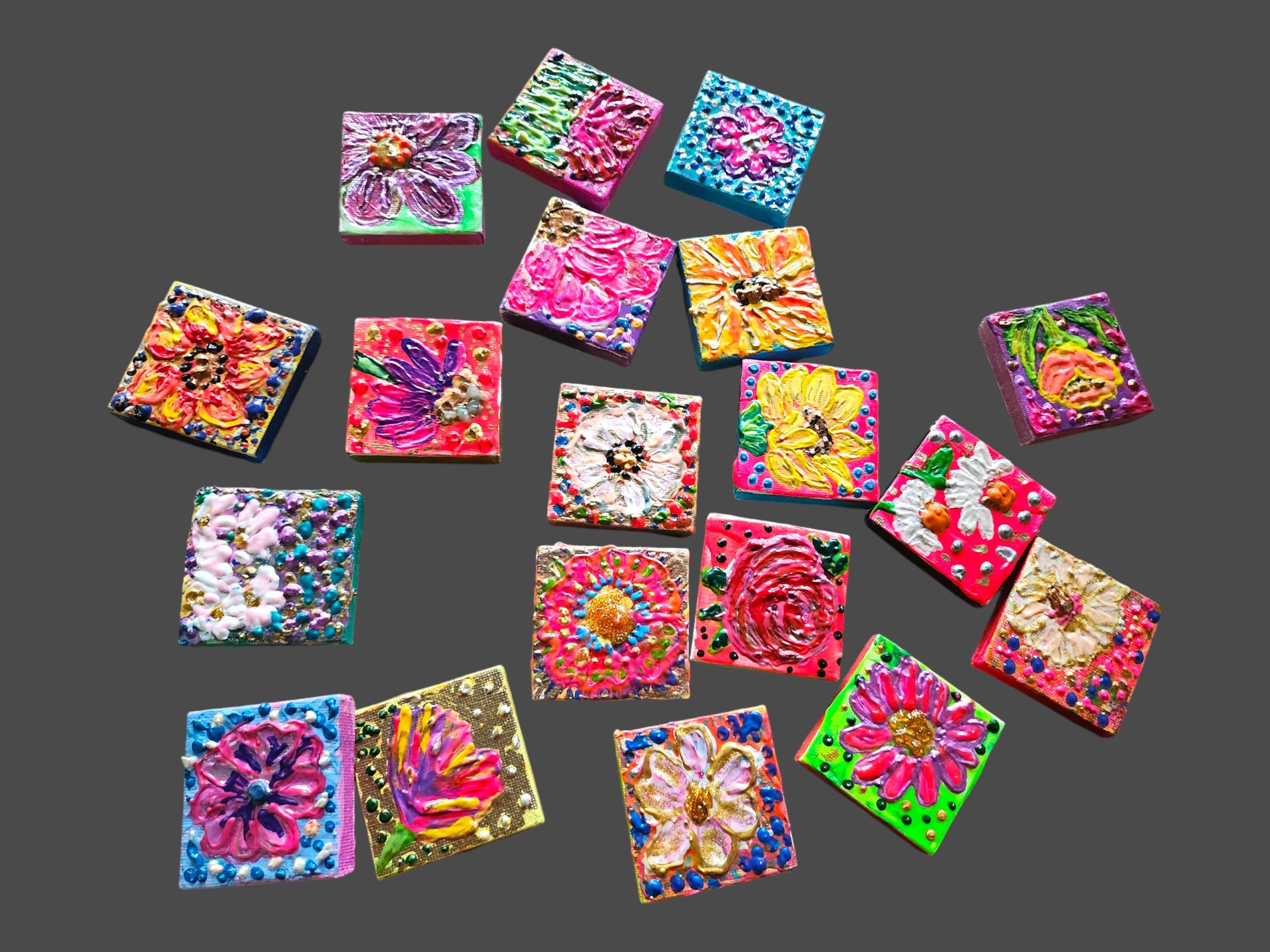 Handpainted Mini Canvas Fridge Magnets - Etsy