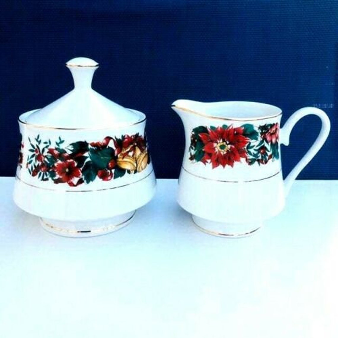 LYNN'S FINE CHINA Creamer and Sugar Bowl Set Gold Trim - Etsy