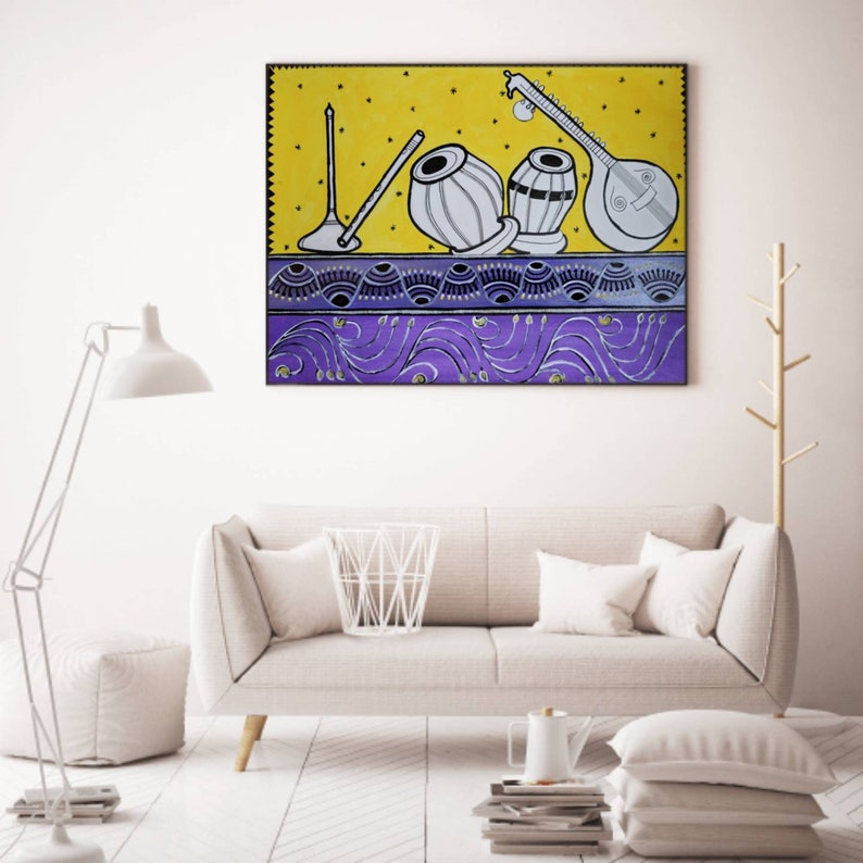 Original Music Art, Indian Wall Art, South Indian Musical Instruments ...