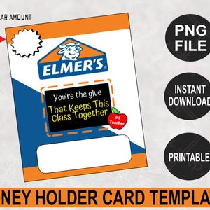 Glue Stick Teacher Appreciation Money Holder Card, Teacher Digital ...