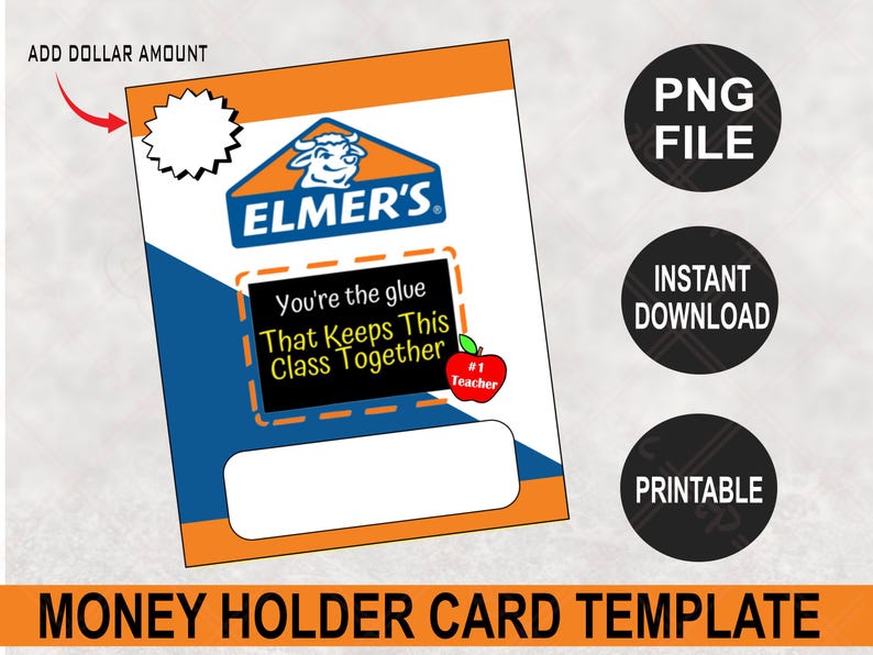 Glue Stick Teacher Appreciation Money Holder Card, Teacher Digital ...