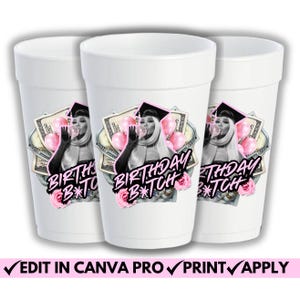 Birthday Styrofoam Cup Template – Editable Canva Pro Design | Printable ...