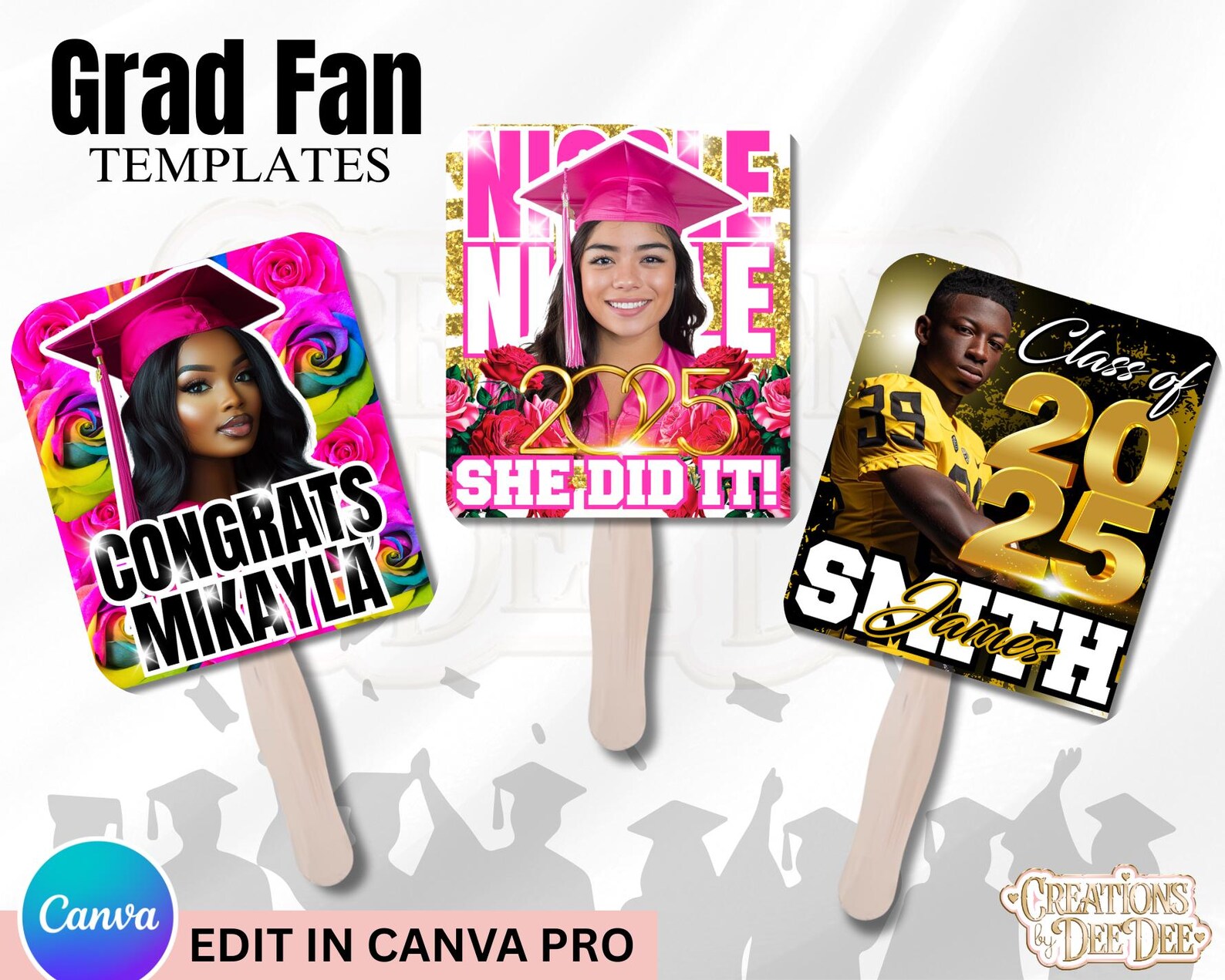 Class of 2025 Graduation Fan Template – Editable Canva Pro DIY ...