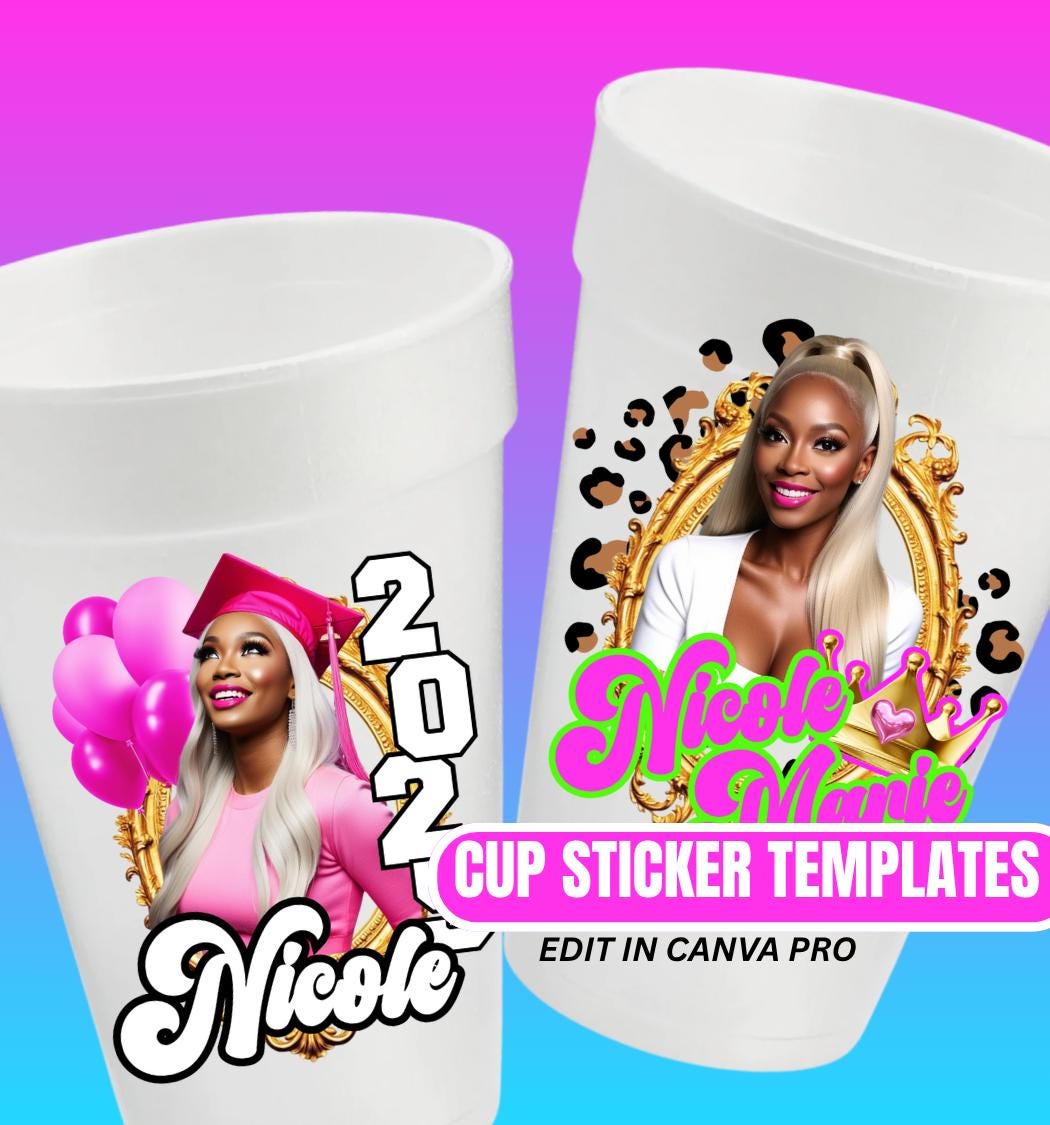 Birthday Celebration Styrofoam Cup Sticker Template – Editable Canva ...