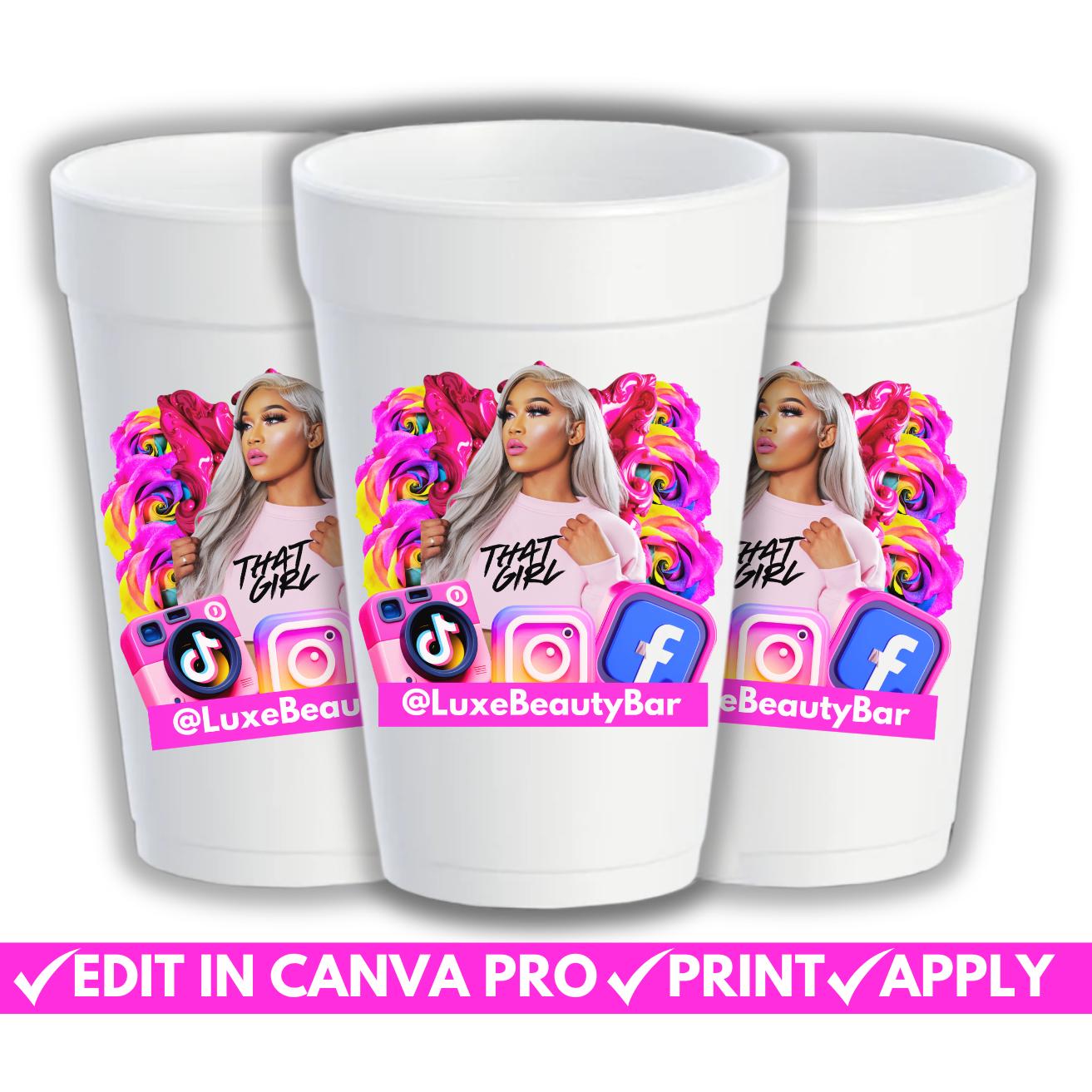 Birthday Styrofoam Cup Template – Editable Canva Pro Design | Printable ...