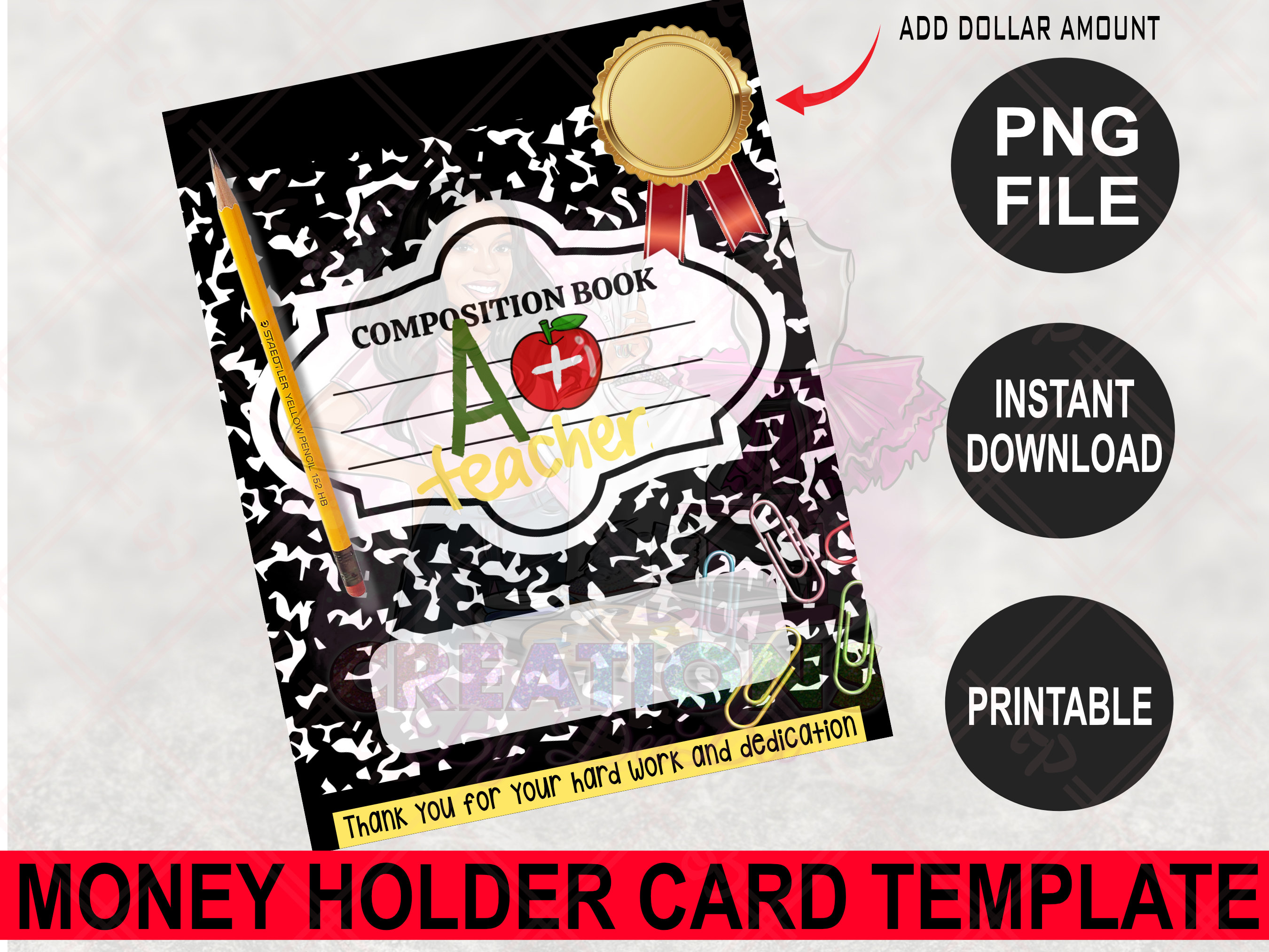 Teacher Appreciation Money Holder Card, Teacher Digital Files, Teacher ...
