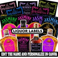 1L Cognac Bottle Label | Custom Alcohol Bottle Labels | Canva Editable ...
