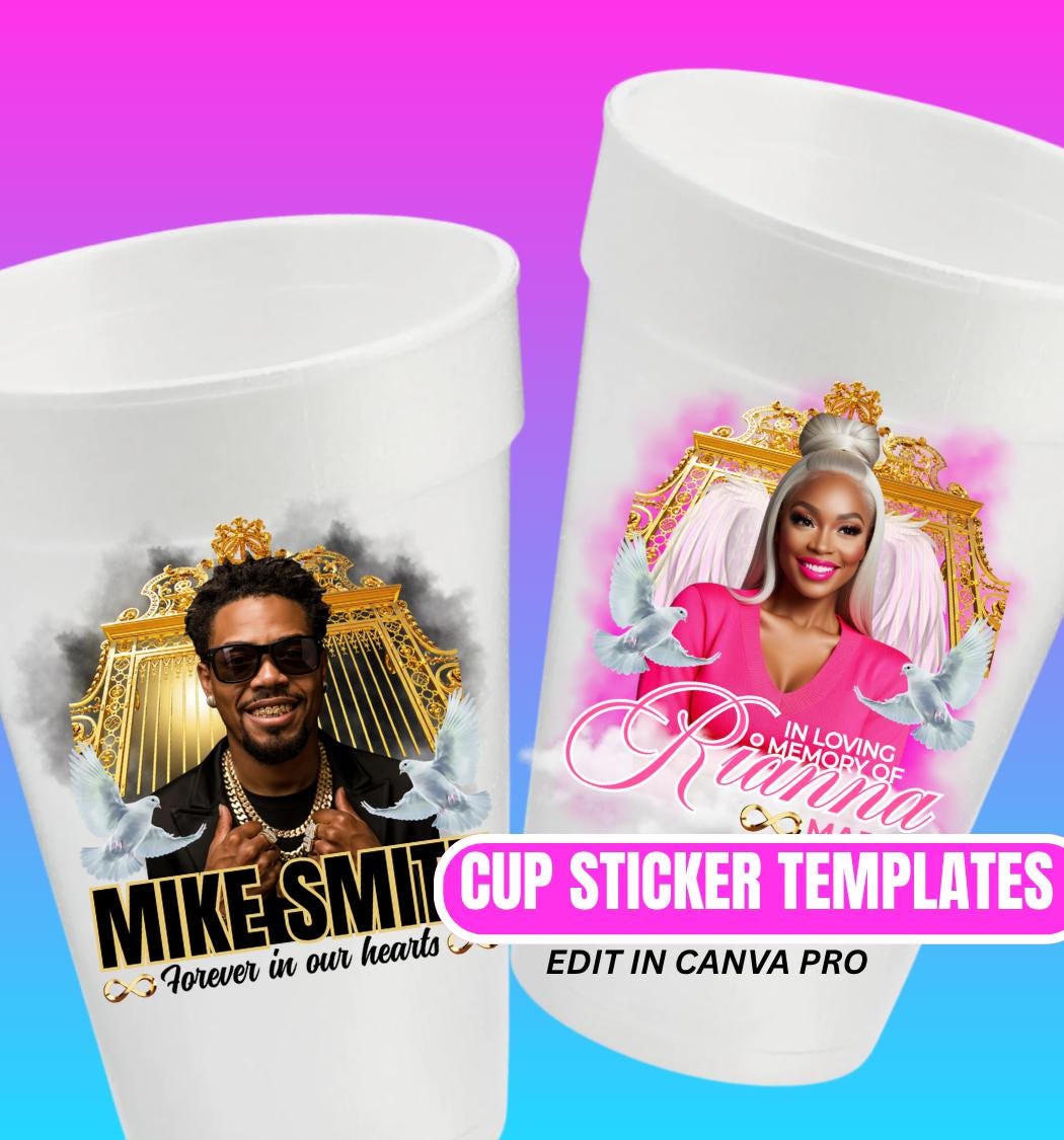 Birthday Celebration Styrofoam Cup Sticker Template – Editable Canva ...