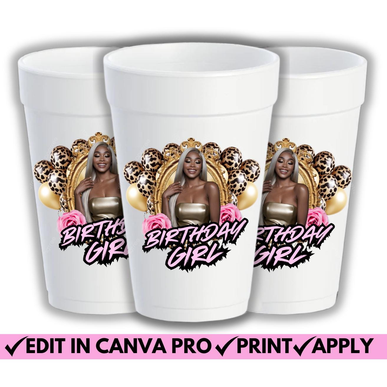 Birthday Styrofoam Cup Template – Editable Canva Pro Design | Printable ...