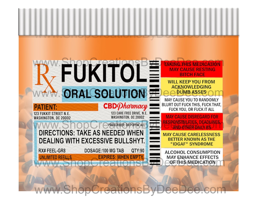 Fukitol Tumbler With Side Effects Template, Pill Bottle Tumbler, Rx ...
