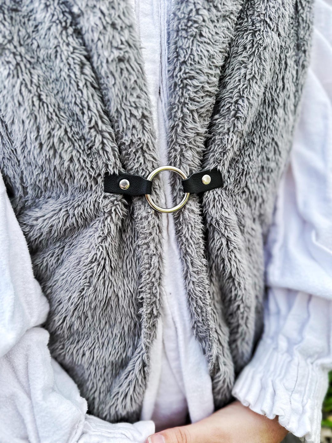 Dress Cinch Clip | Silver Ring & Black Leather Sweater Clip | Unique ...