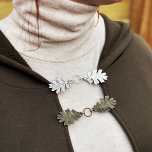 Pair of Oak Leaf Cloak Clasp | Set of 2, "terebinth" Silver & Bronze ...