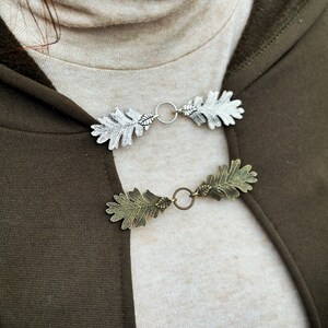 Pair of Oak Leaf Cloak Clasp | Set of 2, "terebinth" Silver & Bronze ...