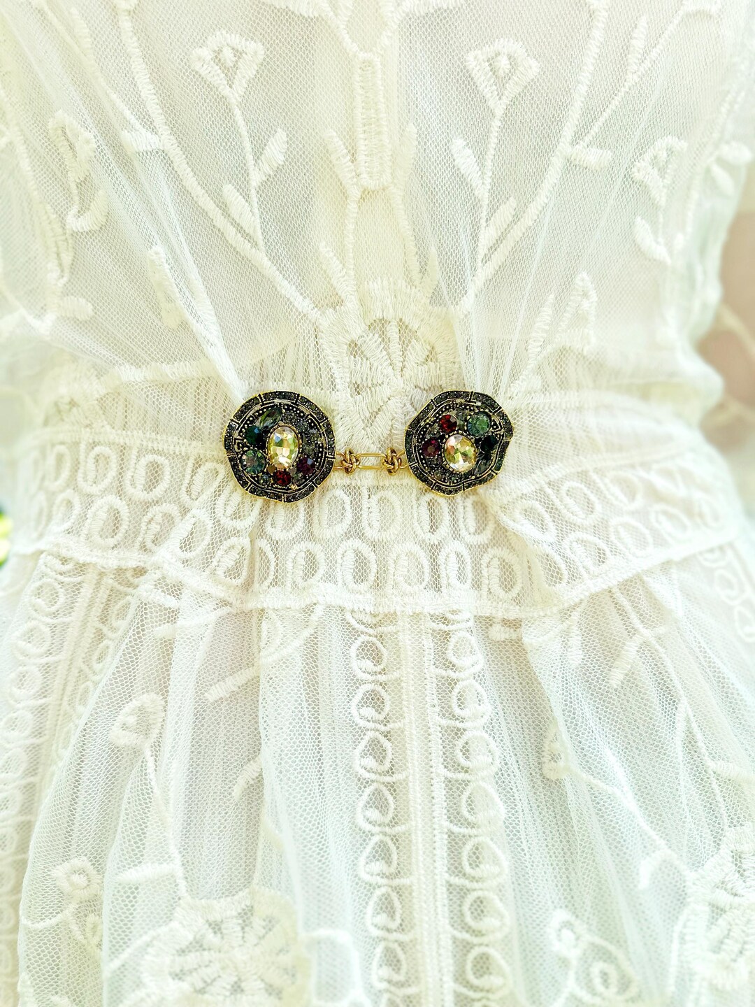 Bejeweled Gold Baroque Cinch Clip | Cardigan and Sweater Clips | Scarf ...